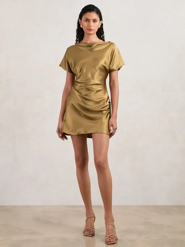 Acler Draped Satin Mini Dress