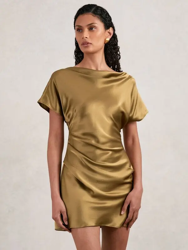 Acler Draped Satin Mini Dress
