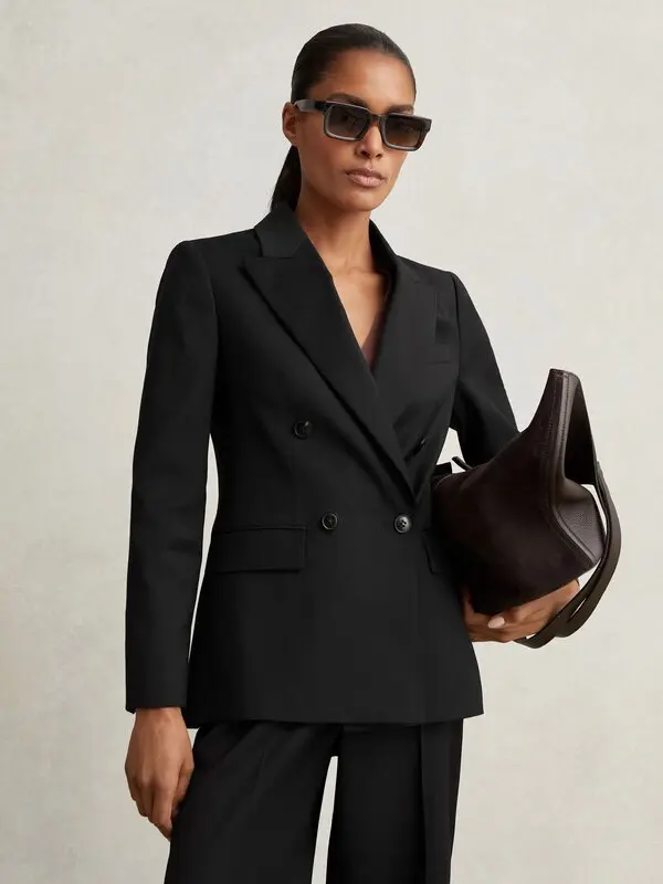 REISS Wool Blend Double Breasted Suit Blazer