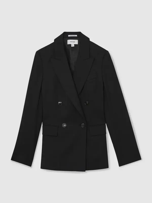 REISS Wool Blend Double Breasted Suit Blazer