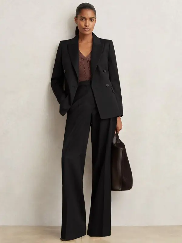 REISS Wool Blend Double Breasted Suit Blazer