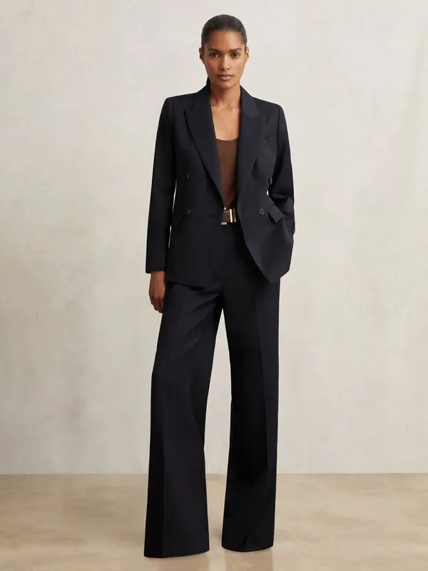 REISS Wool Blend Double Breasted Suit Blazer