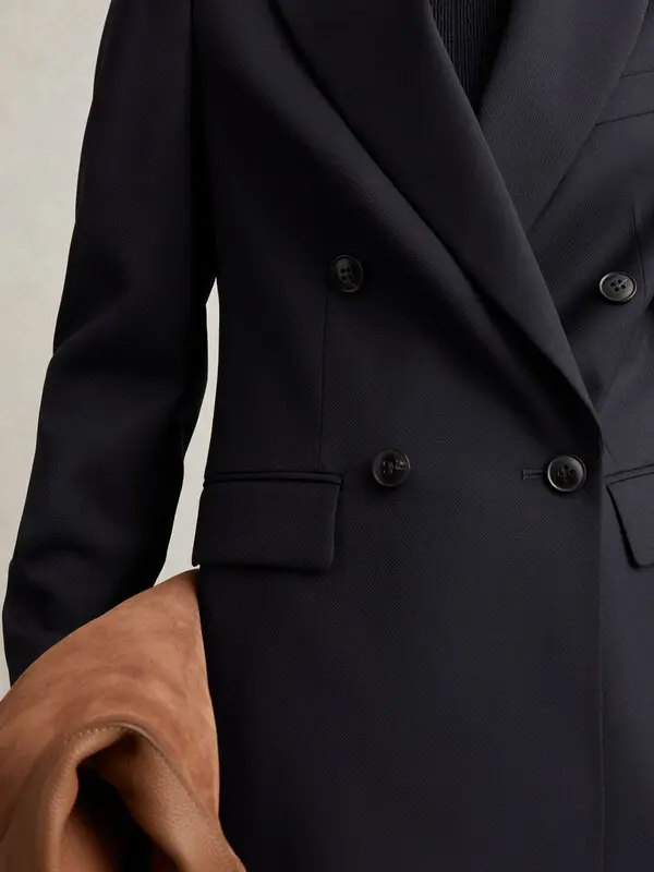 REISS Wool Blend Double Breasted Suit Blazer