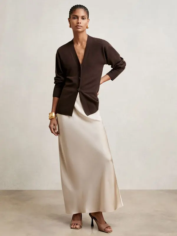 REISS Saskia Silk Slip Maxi Skirt