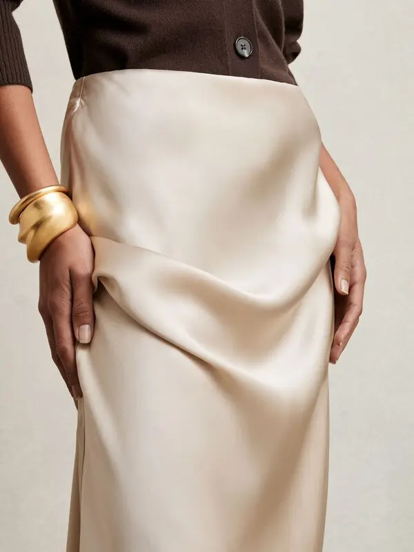 REISS Saskia Silk Slip Maxi Skirt