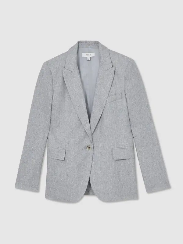 REISS Willow Linen-blend Single-breasted Blazer