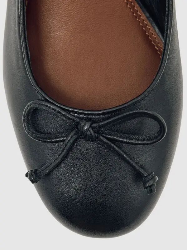 REISS Leather Block Heel Ballerina Shoes