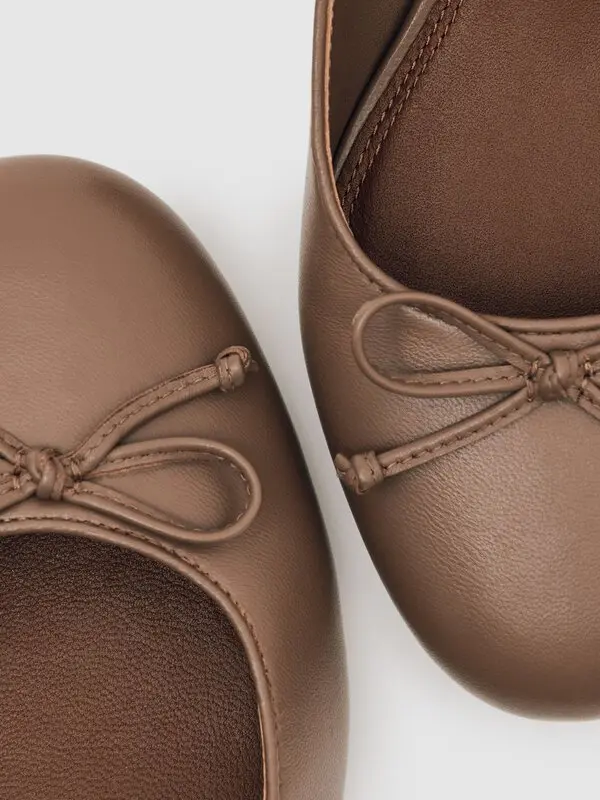 REISS Leather Block Heel Ballerina Shoes