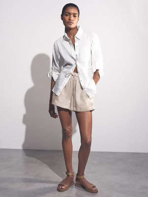 REISS Willow Linen-blend Drawstring Shorts