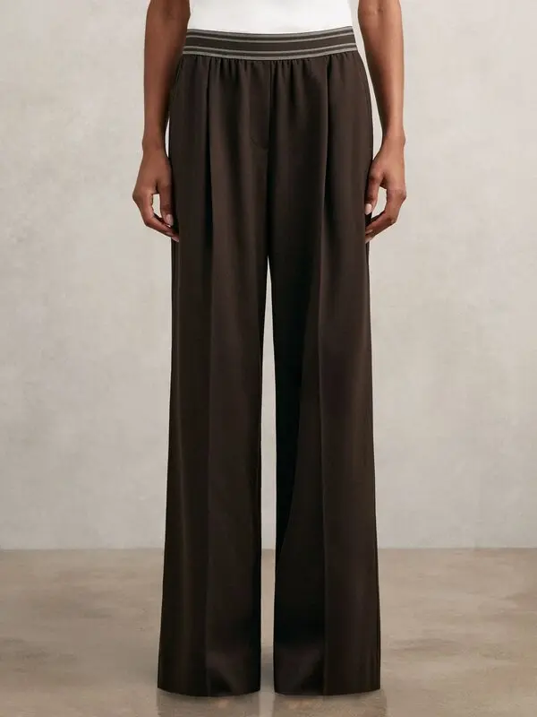 REISS Wide-leg Trousers With Contrast Waistband
