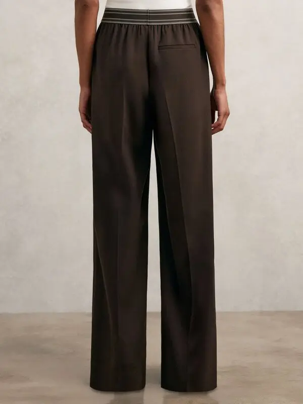 REISS Wide-leg Trousers With Contrast Waistband