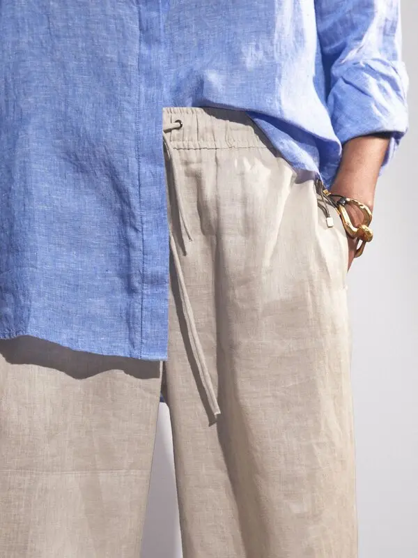 REISS Willow Linen-blend Wide-leg Trousers