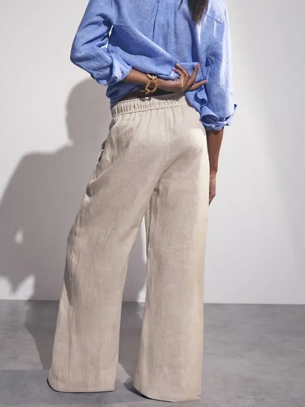 REISS Willow Linen-blend Wide-leg Trousers