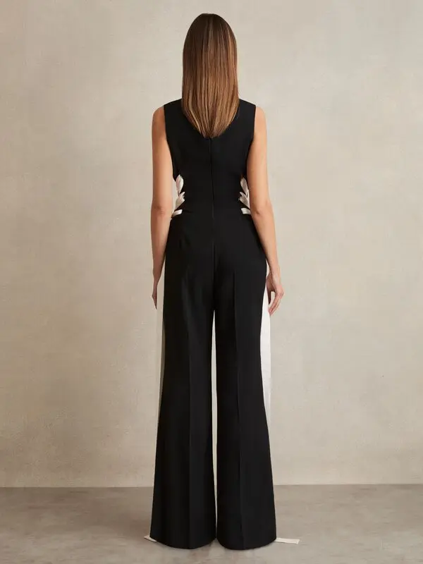 REISS Emma Lace-up Side Wide-leg Jumpsuit