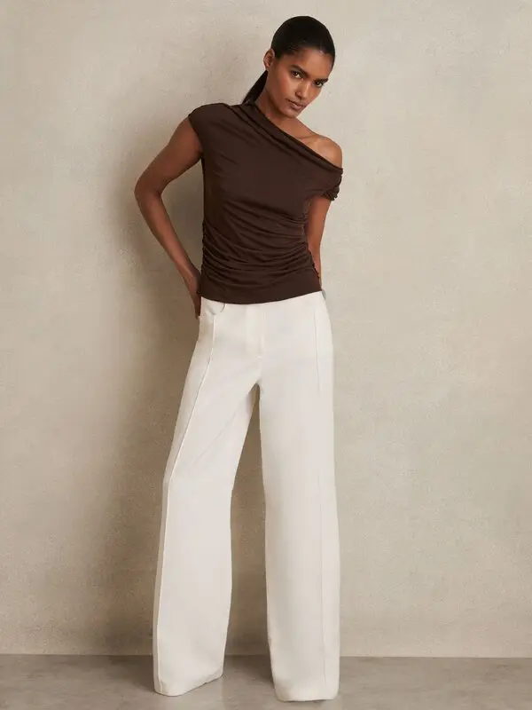 REISS Serena Modal-blend Ruched Off-shoulder Top
