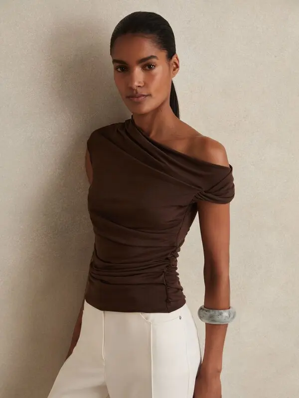REISS Serena Modal-blend Ruched Off-shoulder Top