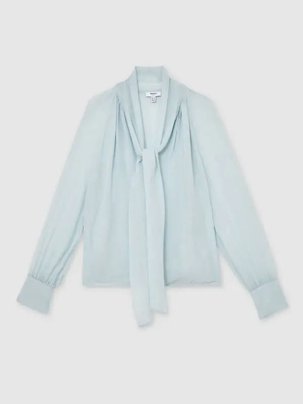 REISS Silk-blend Chiffon Tie-neck Blouse