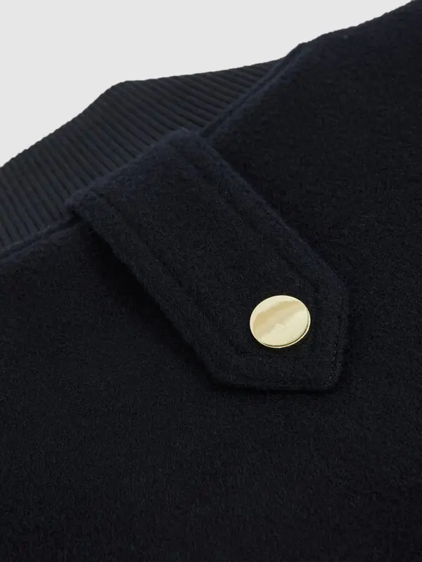 REISS Cleo Epaulette Wool Bomber Jacket - Navy