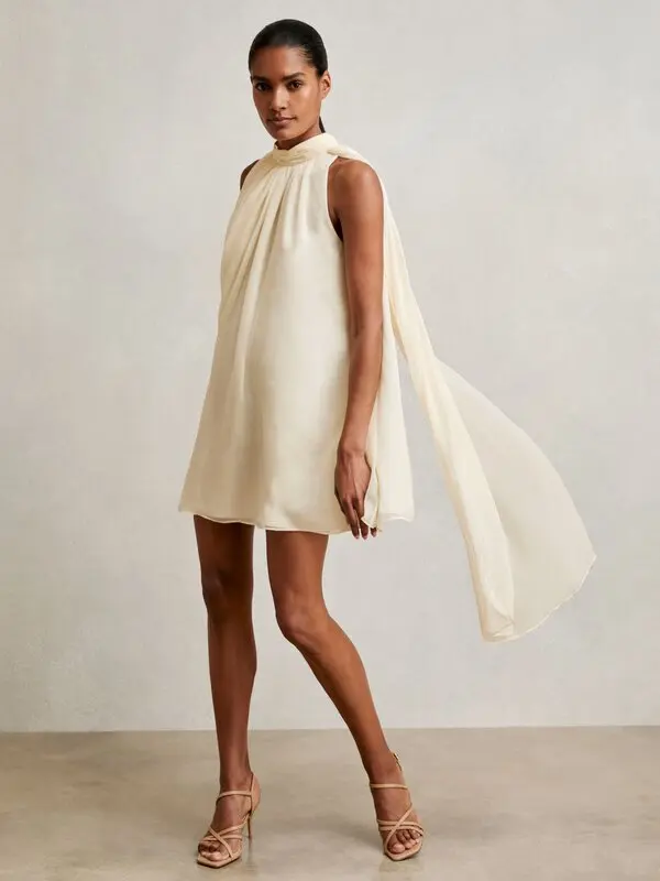 REISS Draped Chiffon Mini Dress
