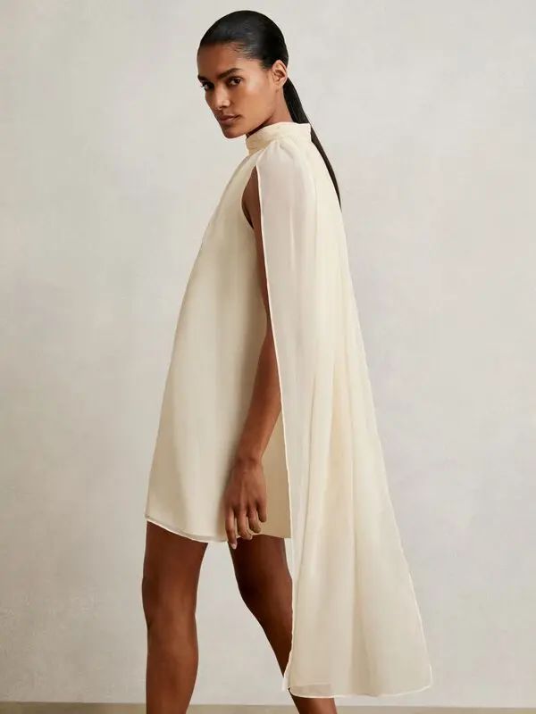 REISS Draped Chiffon Mini Dress