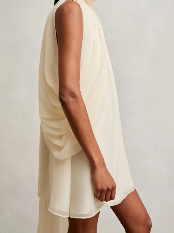REISS Draped Chiffon Mini Dress