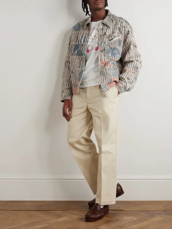 Kapital Distressed Patchwork Zip-up Jacket - Blue