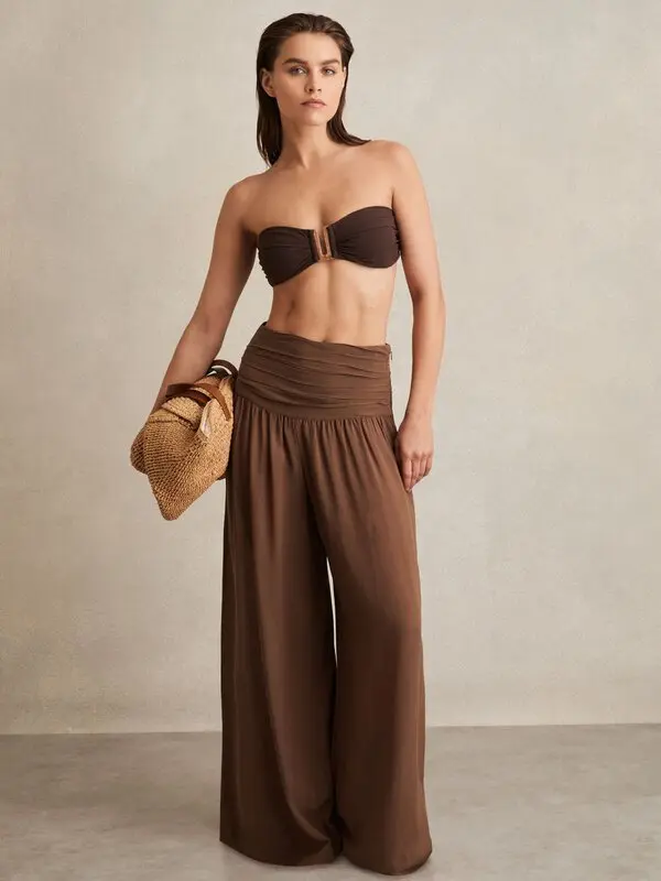 REISS Lola Lyocell Blend Wide Leg Trousers