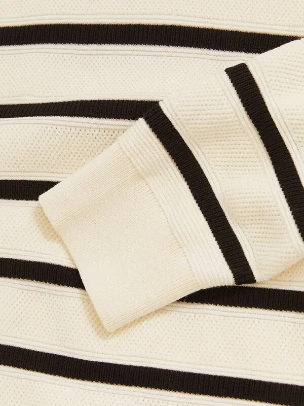 REISS Ingram Cotton Blend Stripe Knit Polo Shirt
