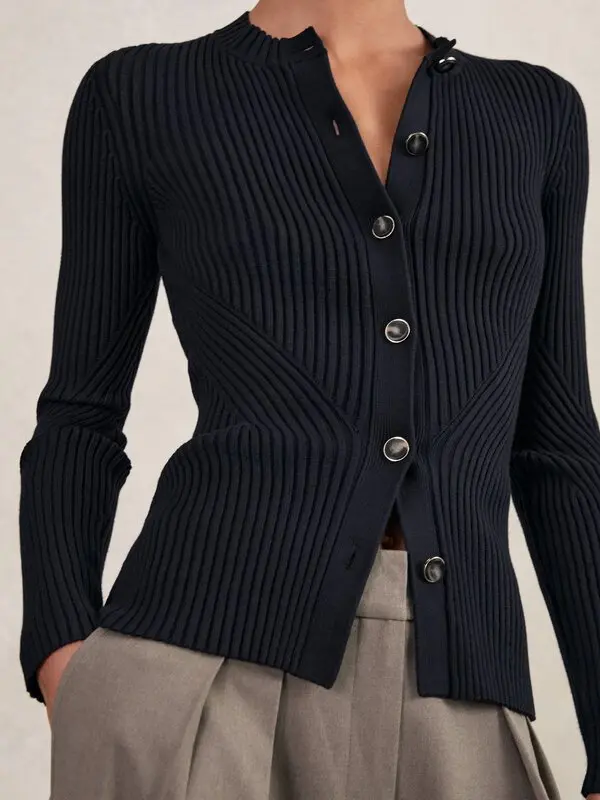 REISS Tula Button Front Knit Cardigan
