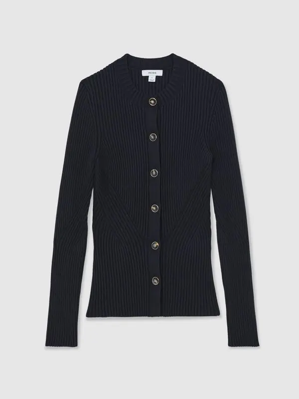 REISS Tula Button Front Knit Cardigan