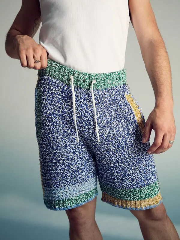 REISS Neptune Tom Daley Crochet Panel Shorts