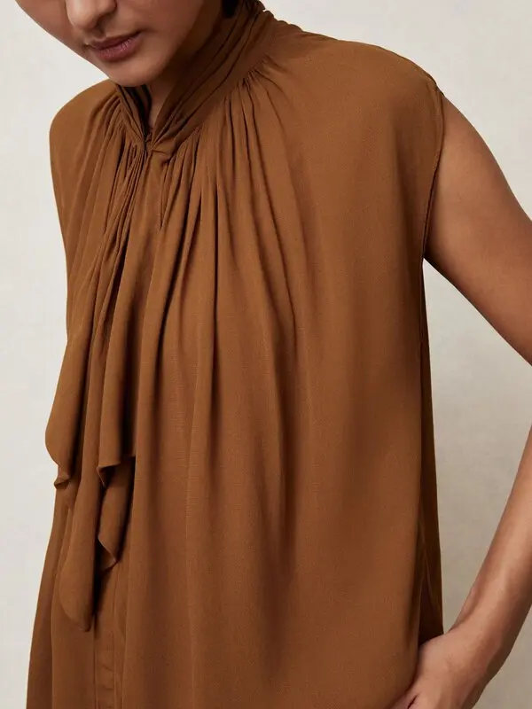 REISS Lucy Crepe-chiffon Ruffle Sleeveless Top