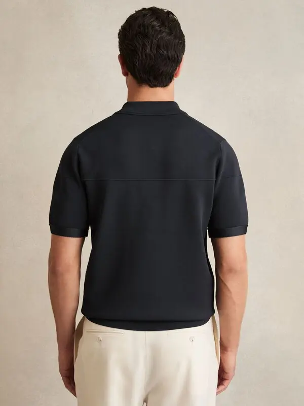 REISS Blinker Press-stud Seam-detail Polo Shirt - Navy