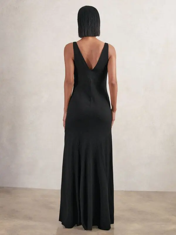 Reiss - Black Cowl-neck Sleeveless Maxi Dress, 4