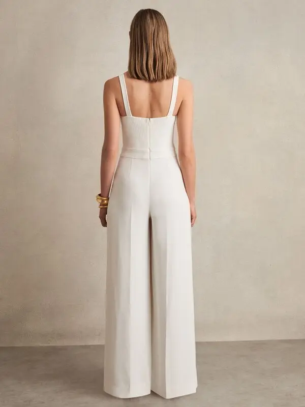 REISS Perforated-knit Wide-leg Jumpsuit
