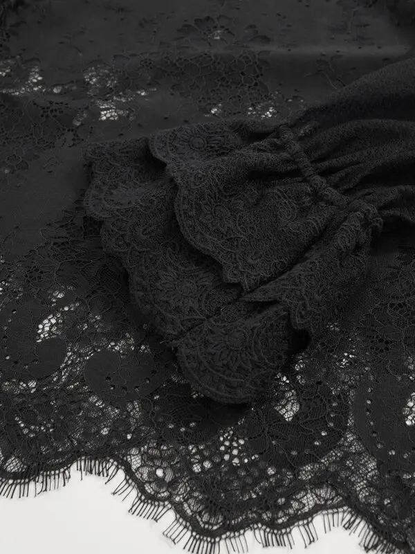 REISS Emilia Lace Flared-cuff Blouse