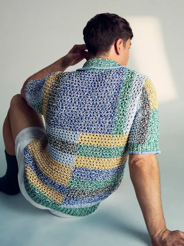 REISS Plato | Tom Daley Crochet Polo Shirt
