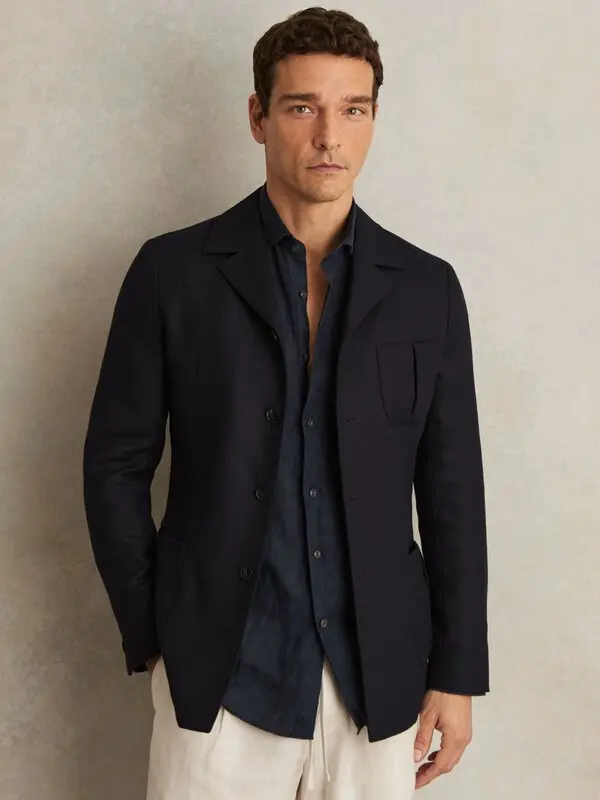 REISS Gallagher Wool-blend Single-breasted Blazer Tailored-fit
