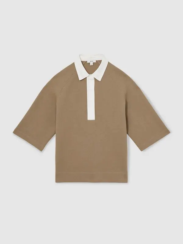 REISS Cotton-blend Interlock Collar Sweatshirt