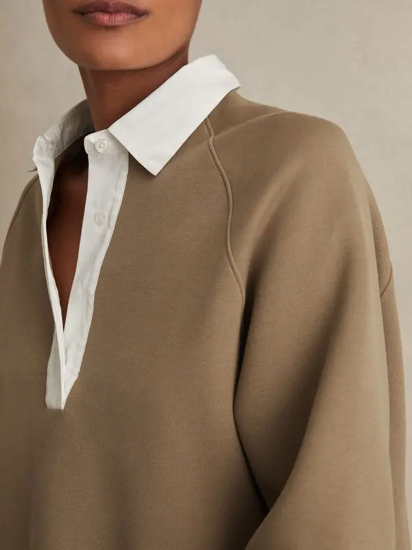 REISS Cotton-blend Interlock Collar Sweatshirt