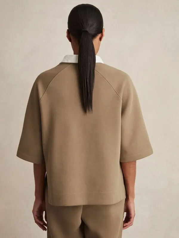 REISS Cotton-blend Interlock Collar Sweatshirt
