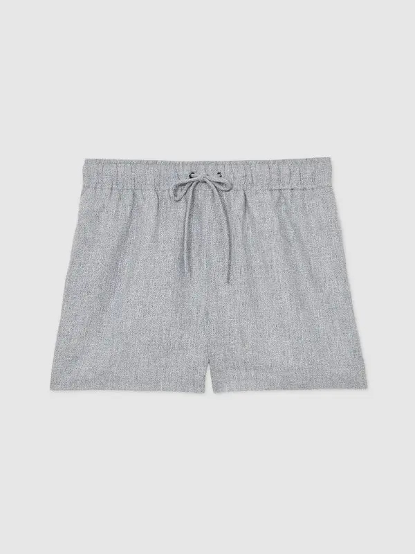 REISS Willow Linen-blend Drawstring Shorts - Blue