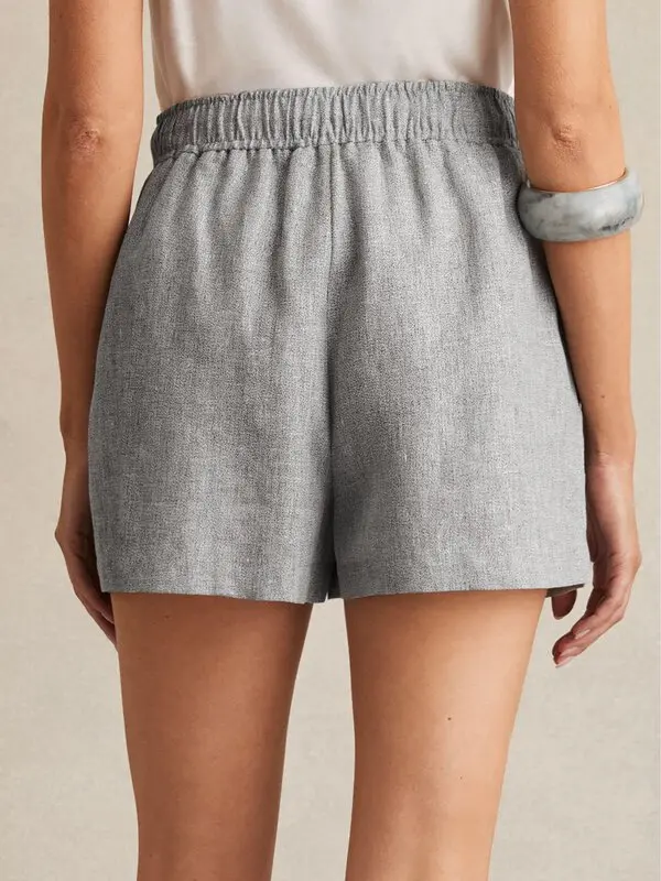 REISS Willow Linen-blend Drawstring Shorts - Blue