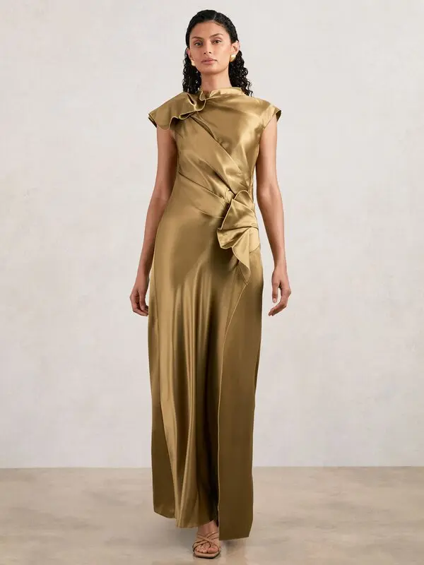 Acler Draped Satin Midi Dress