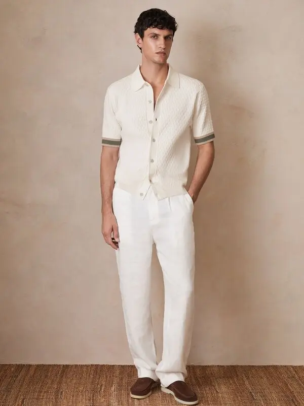 REISS Silva | Ché Textured Cuff-trim Shirt