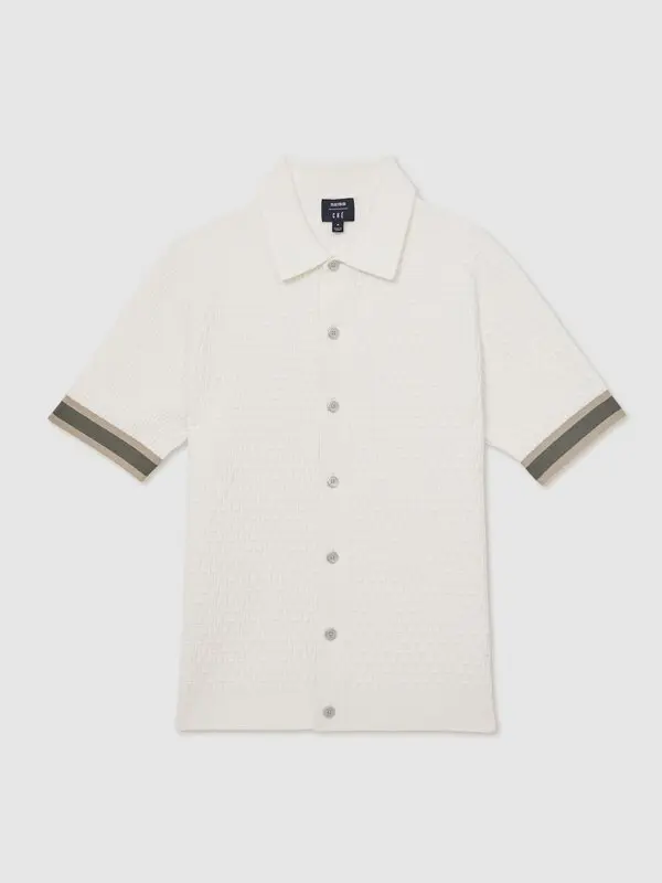 REISS Silva | Ché Textured Cuff-trim Shirt
