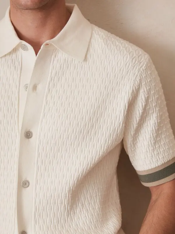 REISS Silva | Ché Textured Cuff-trim Shirt