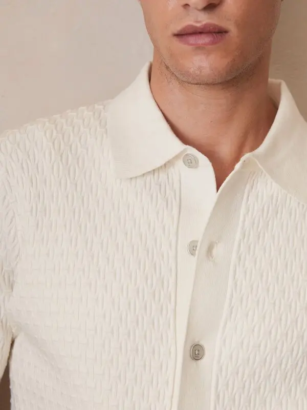 REISS Silva | Ché Textured Cuff-trim Shirt
