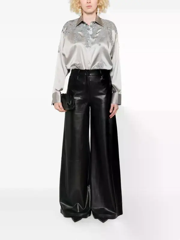 Ermanno Scervino Lace-embellished Silk Shirt - Grey