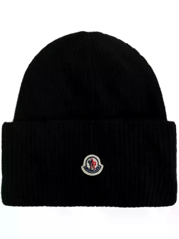Moncler Logo Patch Beanie - Black
